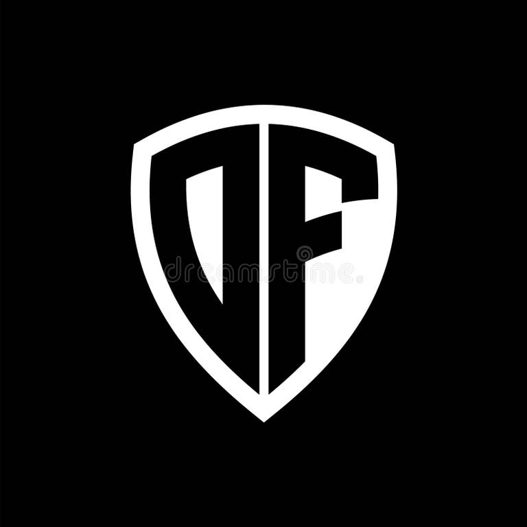 DF Monogram Logo with Bold Letters Shield Shape with Black and White ...