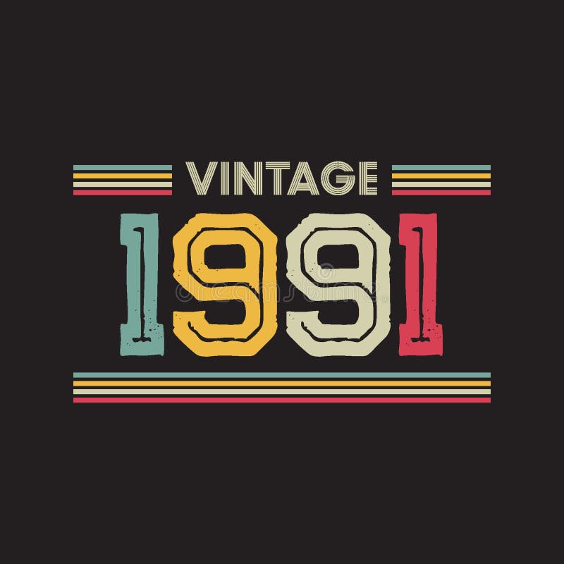 1991 Vintage T Shirt Design Vector, Vintage Design Stock Vector ...