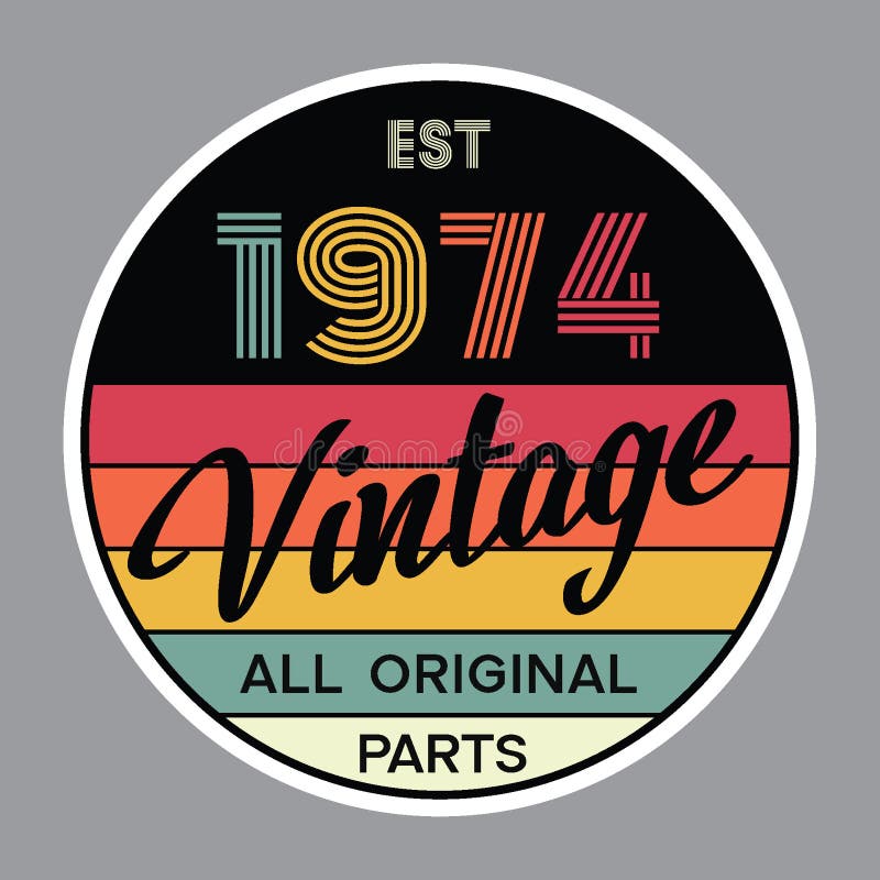1974 Vintage T Shirt Design Vector, Vintage Design Stock Vector ...