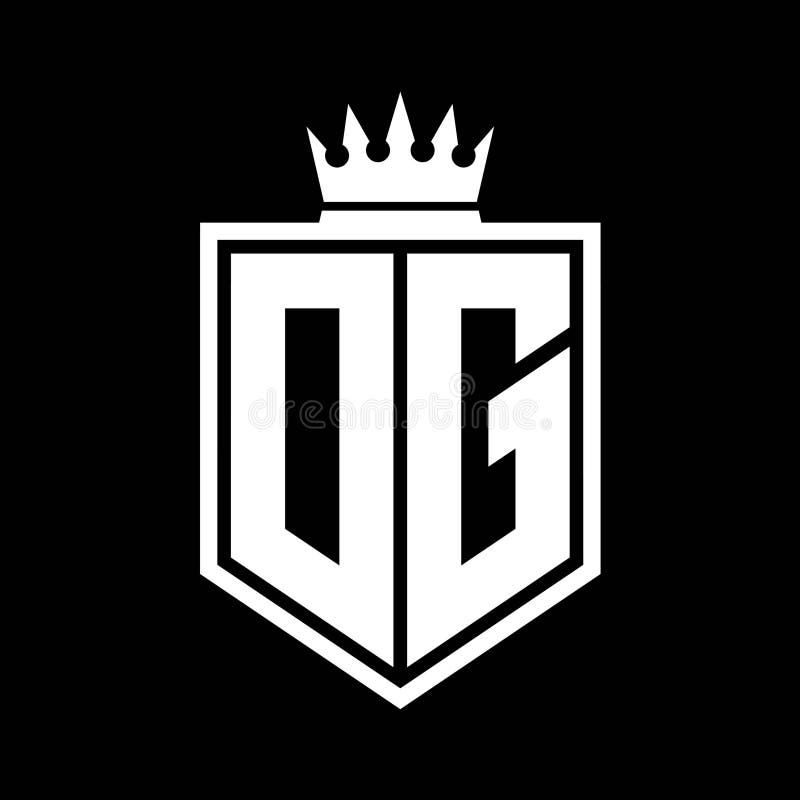DG Logo Monogram Bold Shield Geometric Shape with Crown Outline Black ...