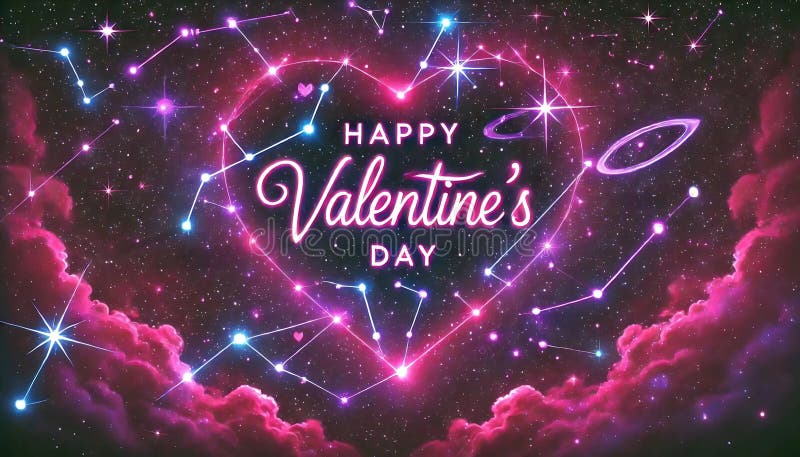 Cosmic Happy Valentine S Day with Heart-Shaped Constellations and ...