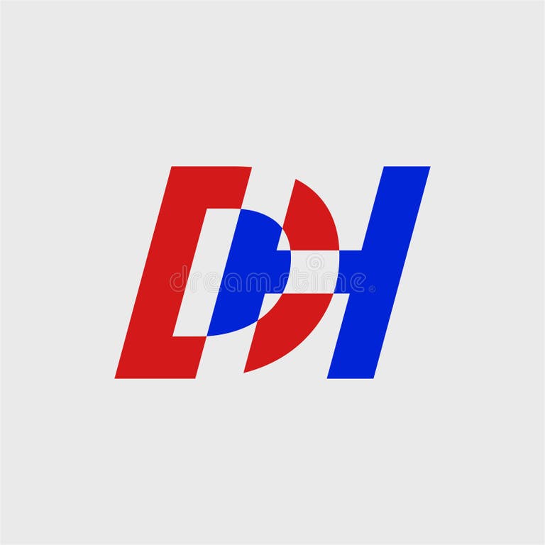 DH Brand Name Initial Letters Icon. DH Monogram with Red and Blue Stock ...