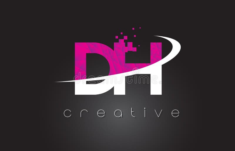 DH D H Creative Letters Design with White Pink Colors Stock Vector ...