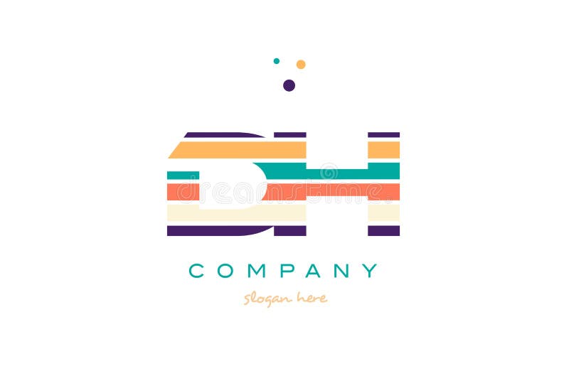 Dh D H Line Stripes Pastel Color Alphabet Letter Logo Icon Template Vector Stock Vector