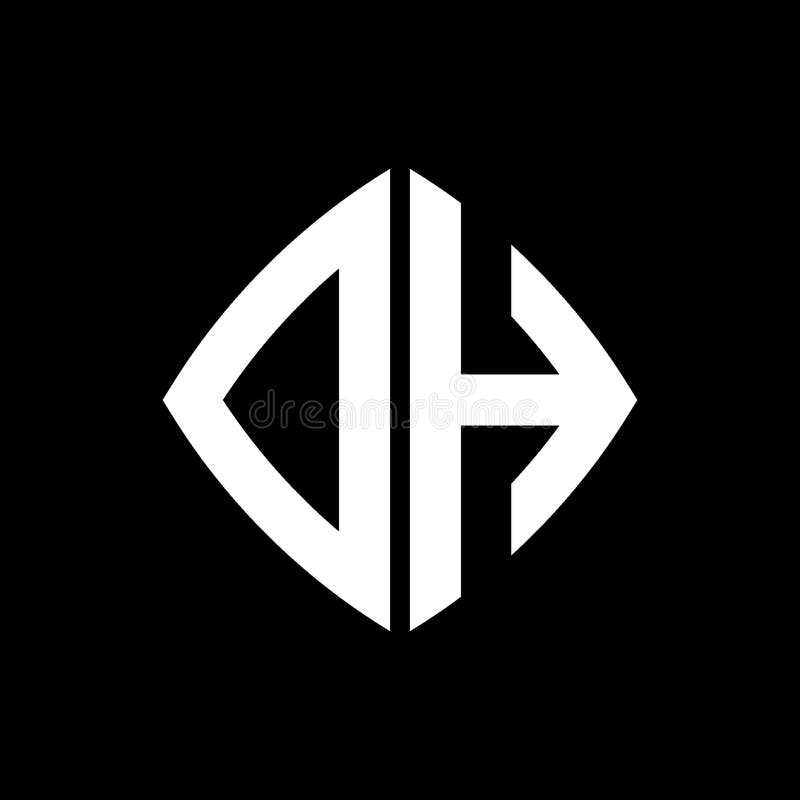 DH Geometric Monogram Logo Curved Square Style Stock Illustration ...