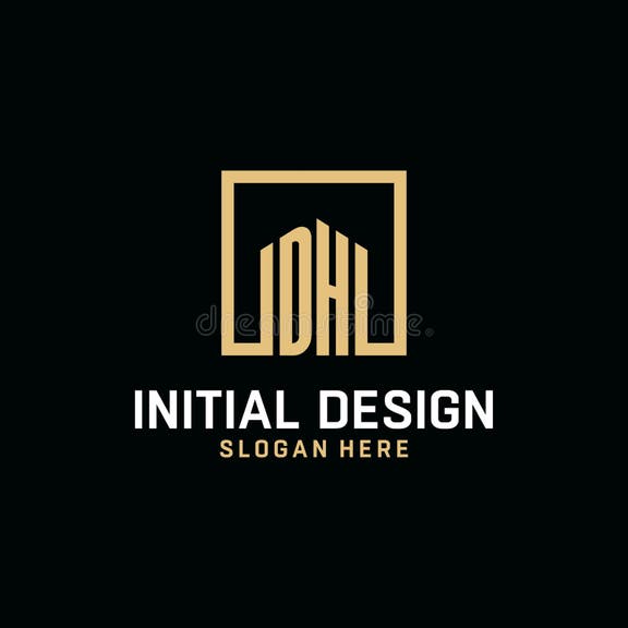 DH Initial Monogram Logo Design with Square Shape Design Ideas Stock ...