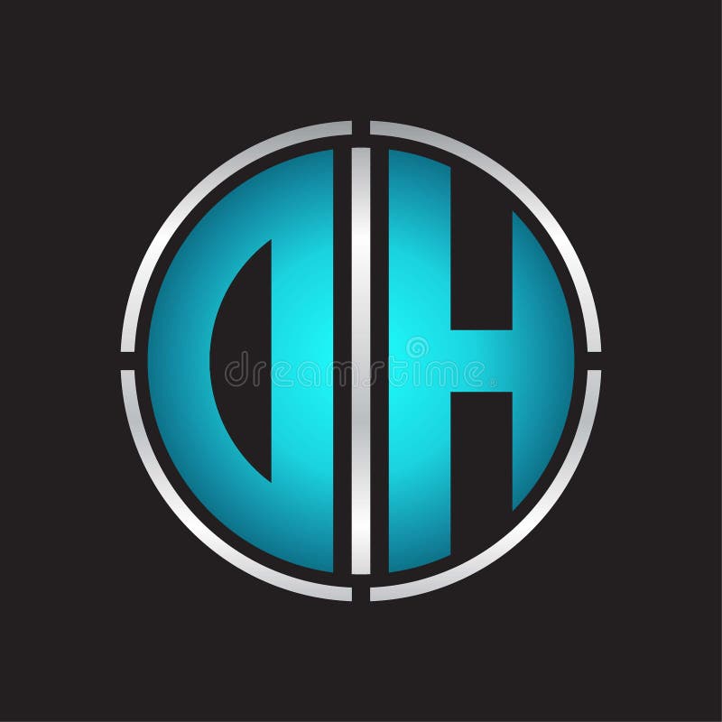 DH Logo Initial with Circle Line Cut Design Template on Blue Colors ...