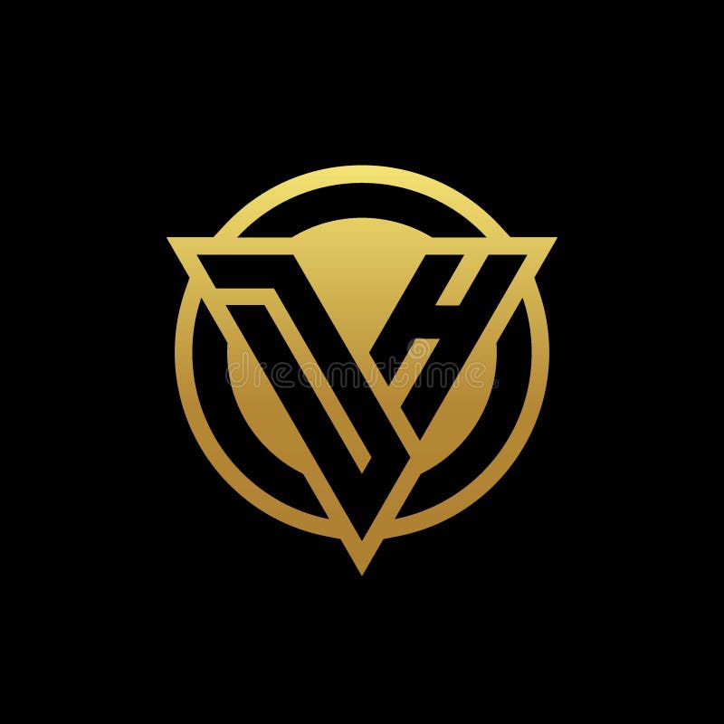 DH Logo Monogram with Triangle Shape and Circle Rounded Isolated on ...