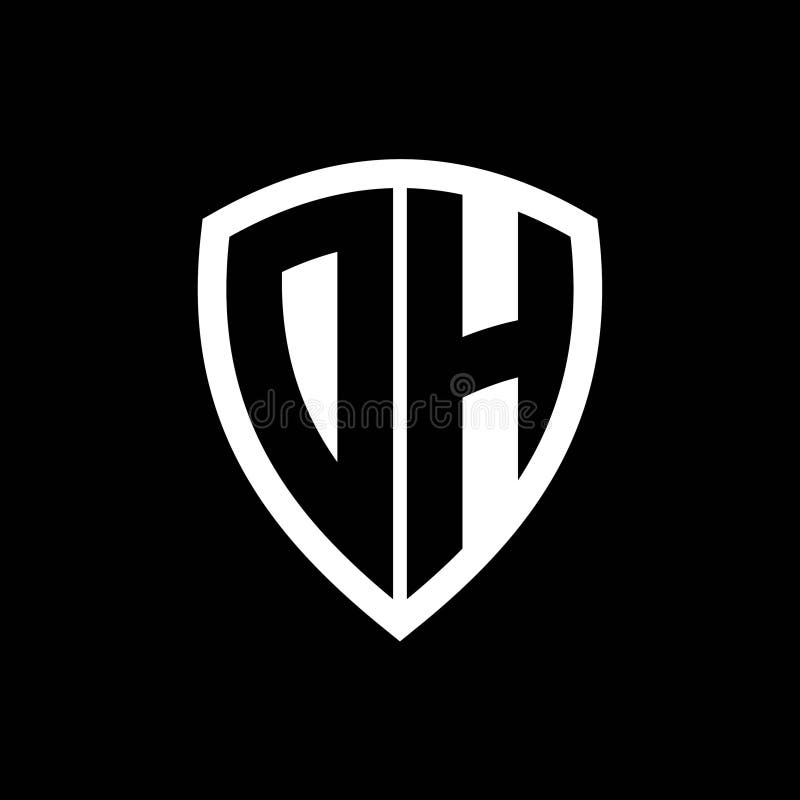 DH Monogram Logo with Bold Letters Shield Shape with Black and White ...