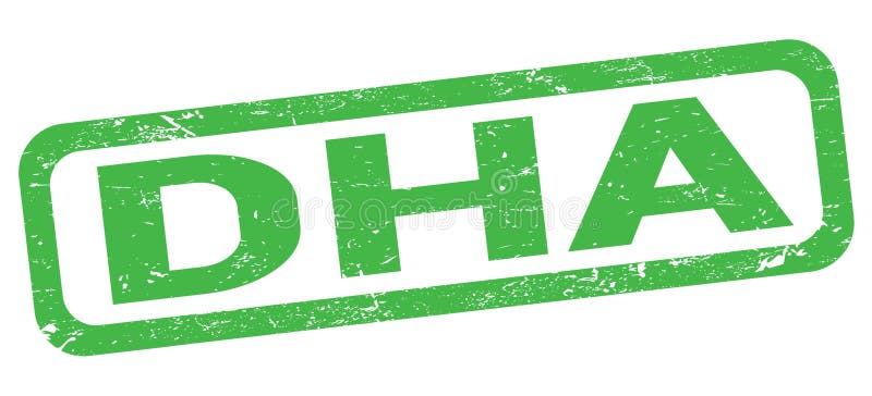 DHA Text Written on Green Rectangle Stamp Stock Illustration ...