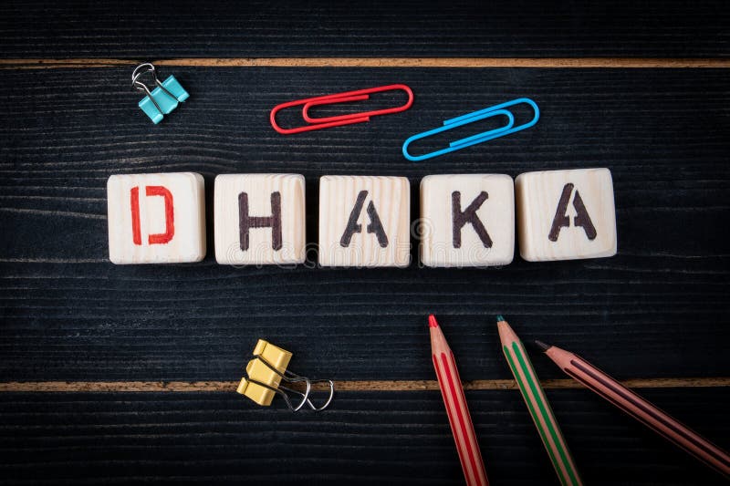 DHAKA City Name from Alphabet Blocks on Wood Texture Background Stock ...
