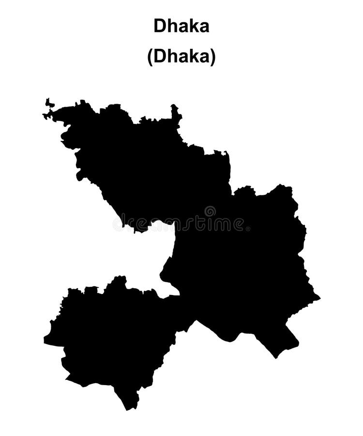 Dhaka outline map stock illustration. Illustration of blank - 371636365
