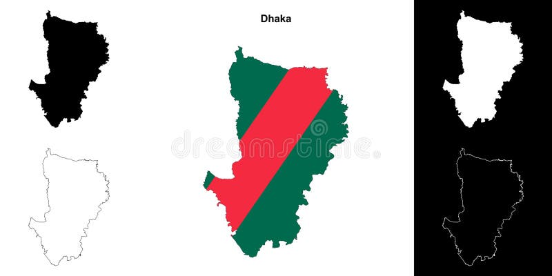 Dhaka outline map stock illustration. Illustration of silhouette ...