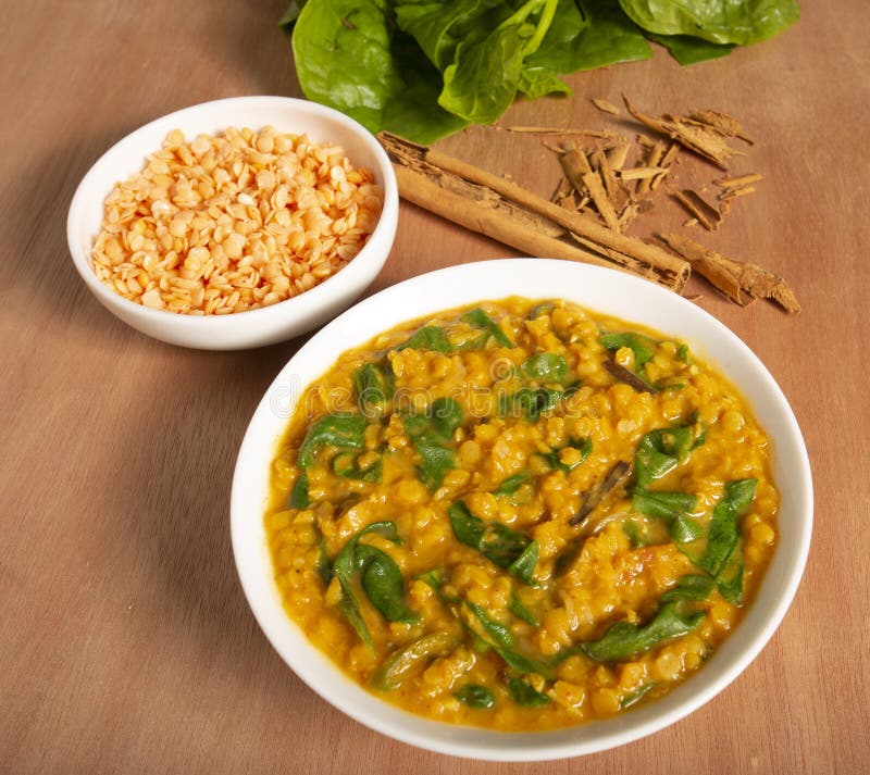 Dhal and Spinach Curry with Cinnamon Stick Stock Image - Image of ...