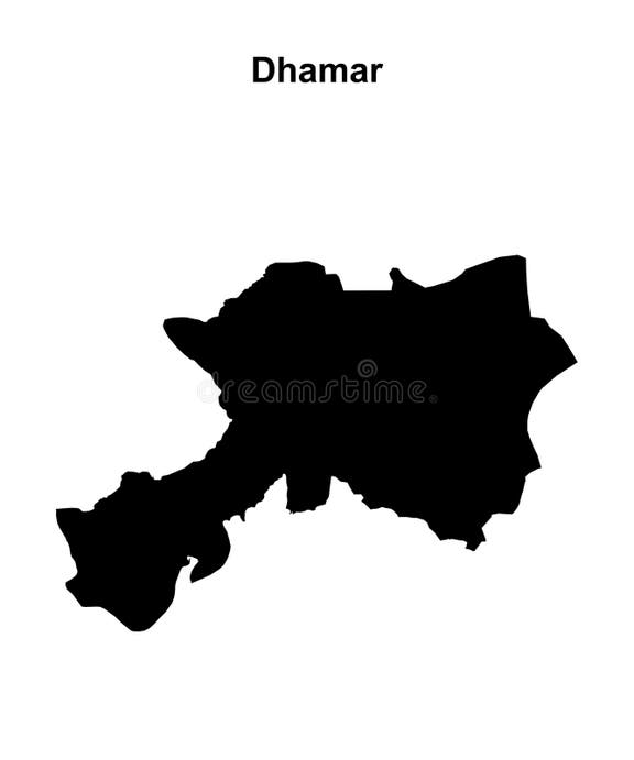 Dhamar outline map stock vector. Illustration of silhouette - 360692235