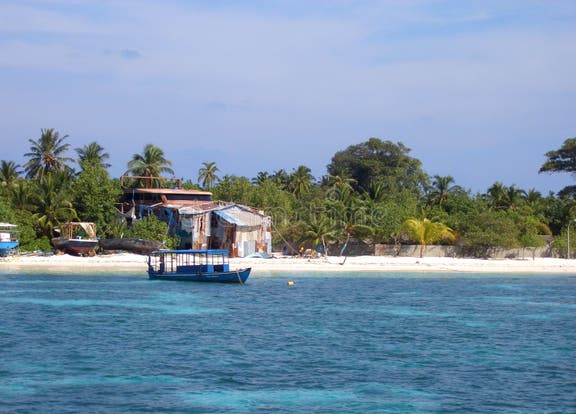Dhangethi Island - Maldives Stock Photo - Image of palm ...