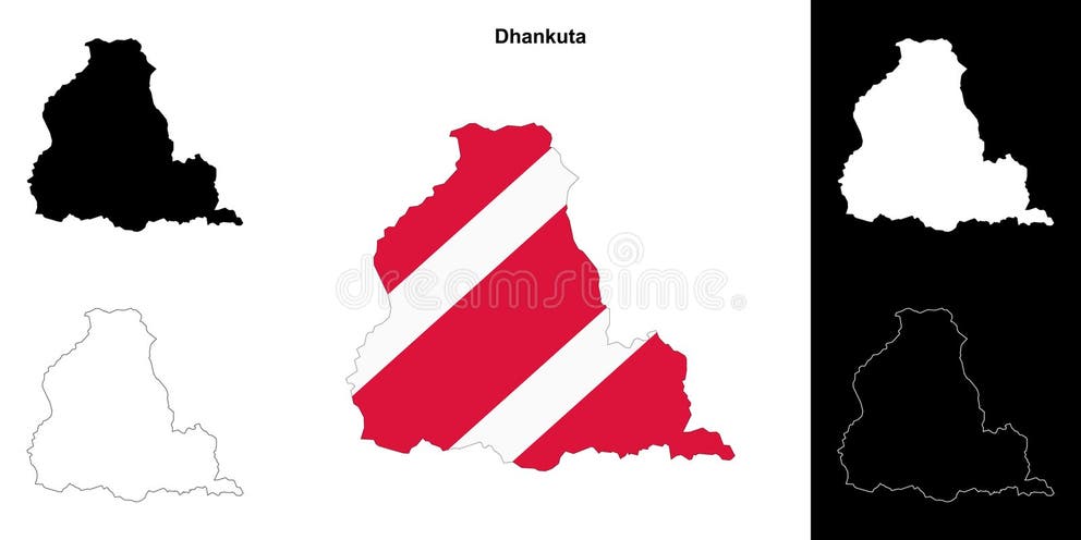 Dhankuta outline map stock vector. Illustration of detailed - 371576055