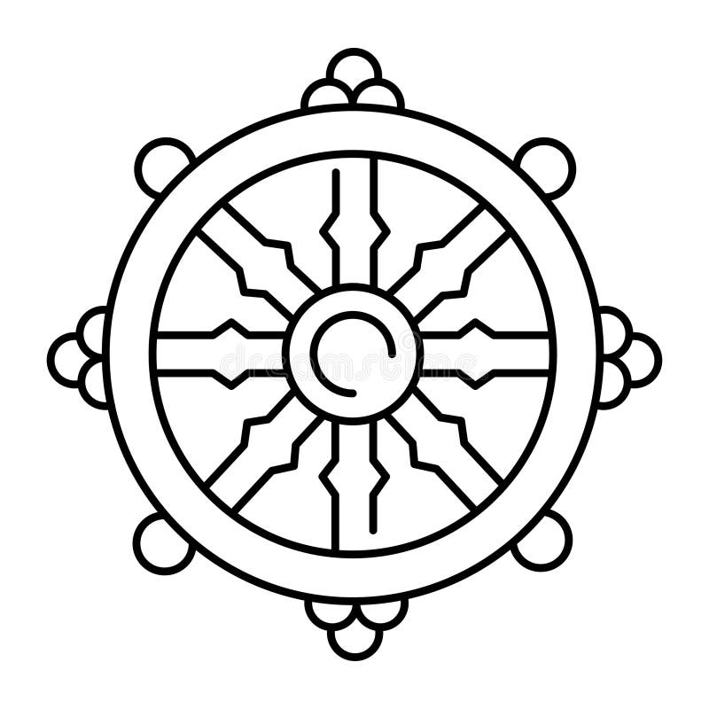 Dharma Line Icon. Dharmachakra in Buddhism Stock Vector - Illustration ...