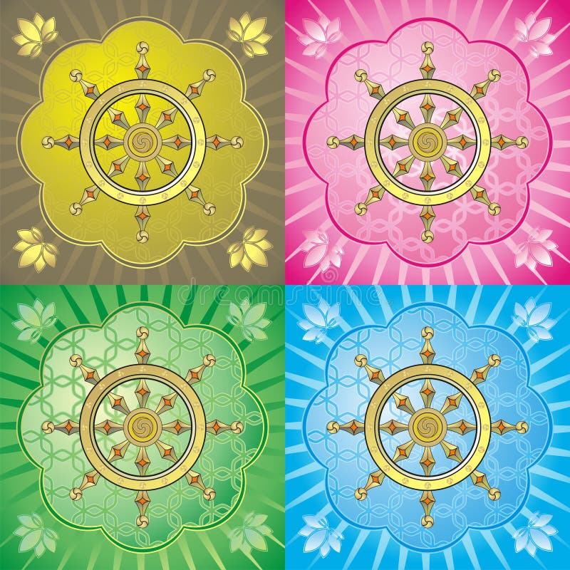 Dharmacakra - Rotella Di Dharma Illustrazione di Stock - Illustrazione ...