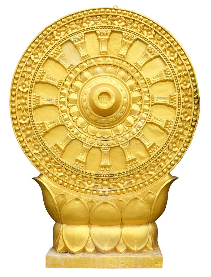 Dharmachakra Dorada O Rueda De Dhamma Aislada Sobre Fondo Blanco Foto ...