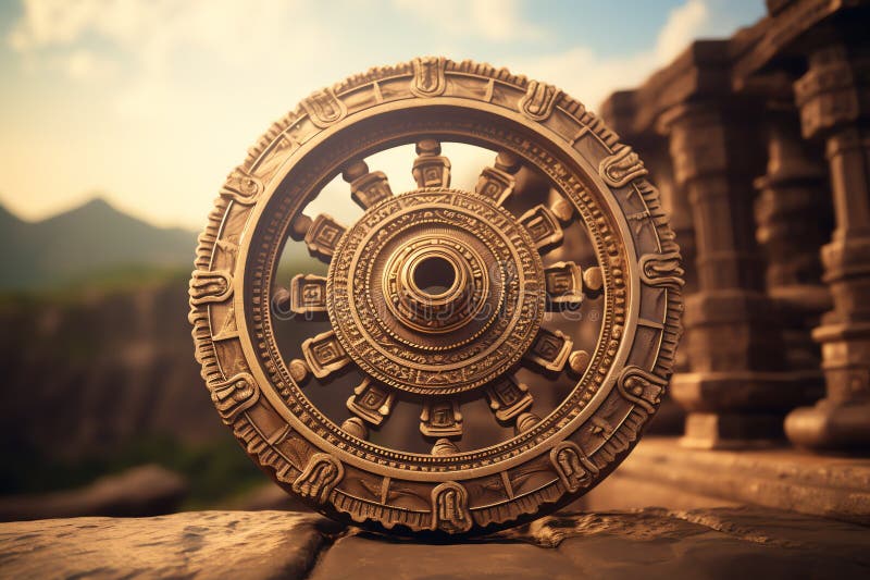 Dharmachakra Wheel India Symbol with Copy Space Stock Illustration ...