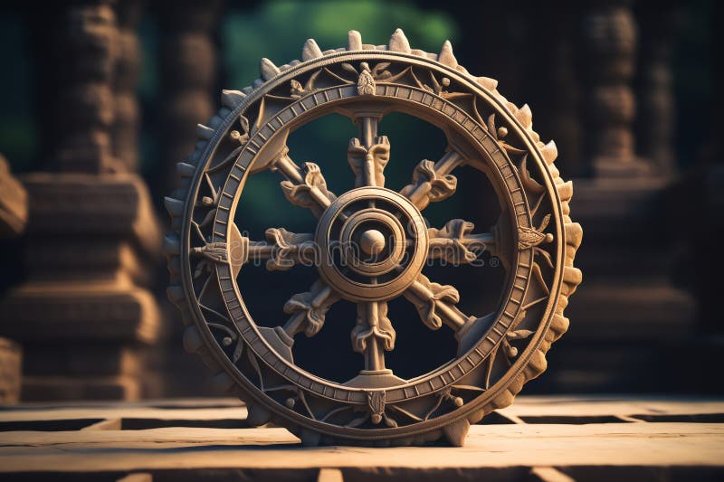 Dharmachakra Wheel India Symbol with Copy Space Stock Illustration ...