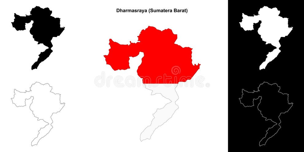 Dharmasraya outline map stock vector. Illustration of borders - 356958890