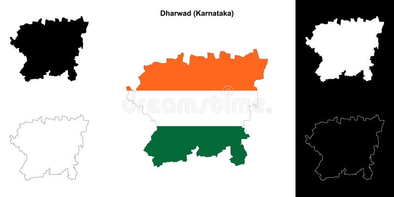 Dharwad outline map stock vector. Illustration of contour - 368830212