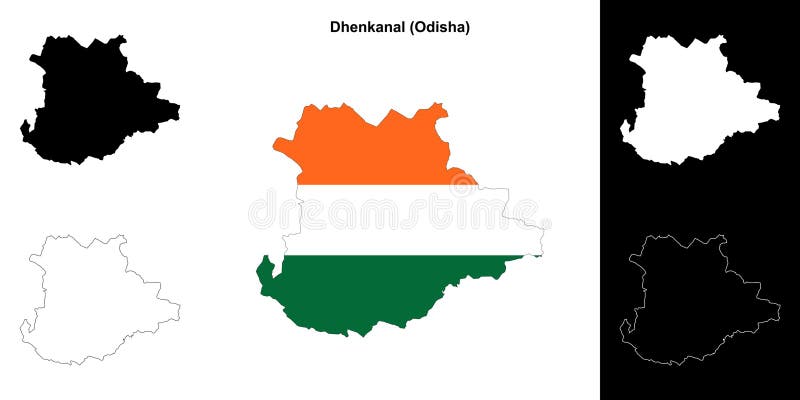 Dhenkanal outline map stock vector. Illustration of districts - 368835525