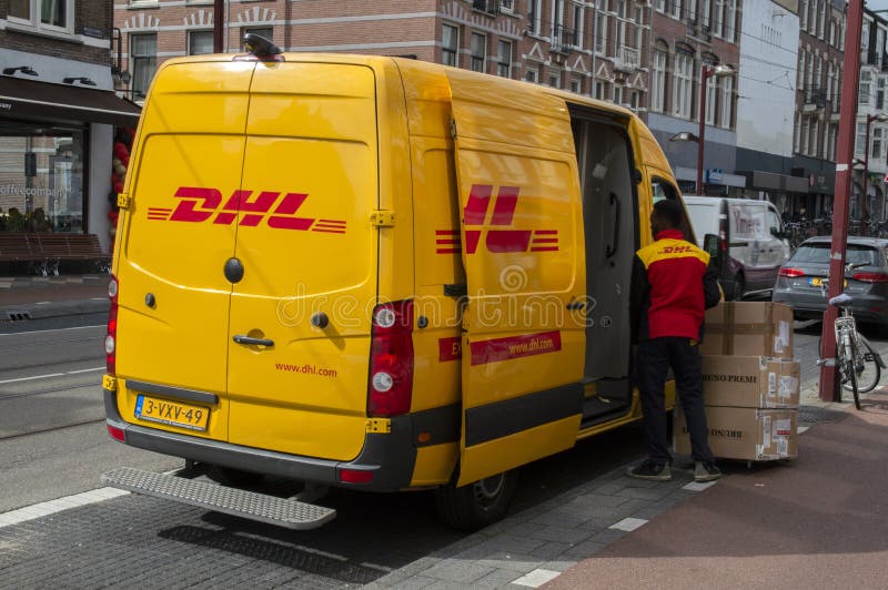 DHL Company Van at Amsterdam the Netherlands 2019 Editorial Photography ...