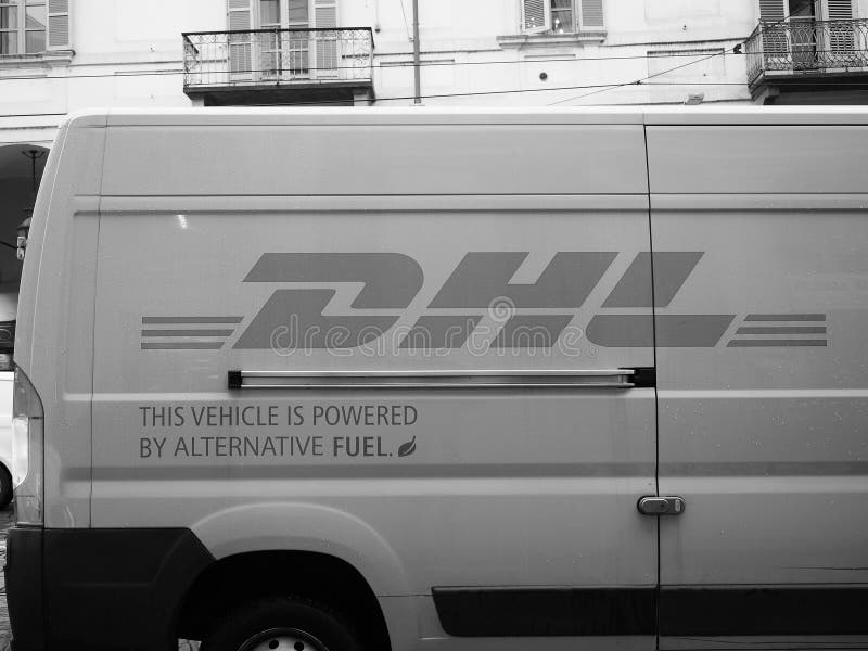 DHL Courier Van in Turin in Black and White Editorial Image - Image of ...