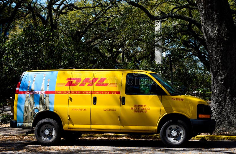 DHL delivery van. editorial photography. Image of delivery - 91143627