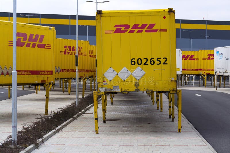 DHL Shipping Containers in Front of Amazon Logistics Building on March ...