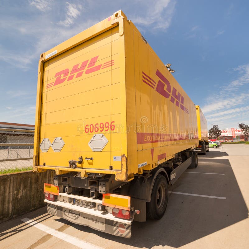 DHL truck editorial stock image. Image of copyspace, germany - 43316264