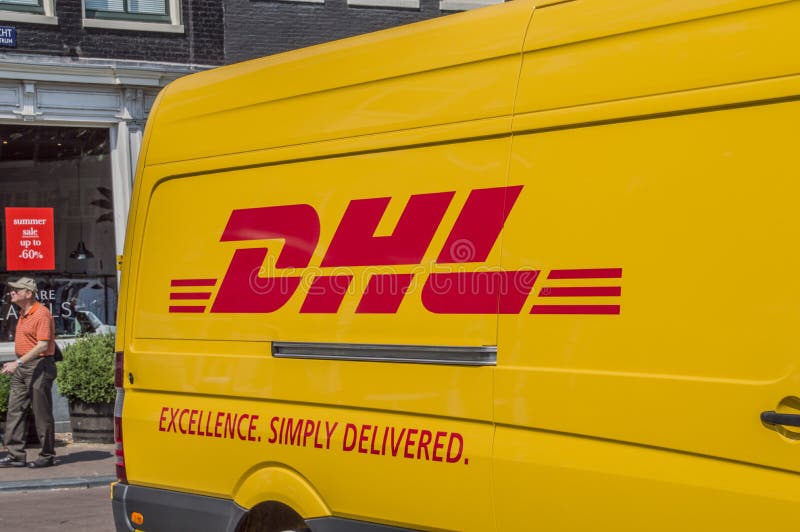 German parcel van from DHL editorial stock photo. Image of express ...