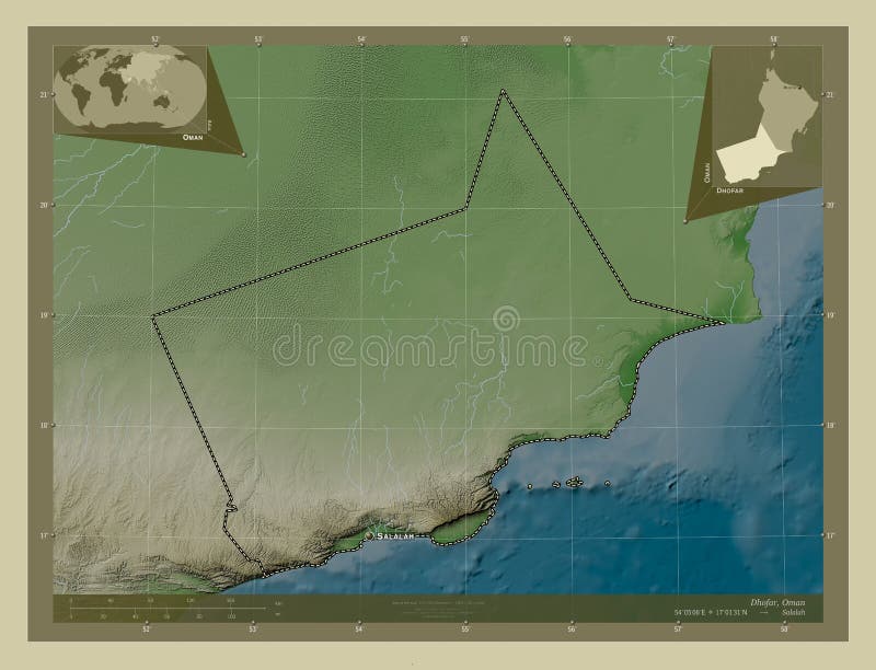 Dhofar, Oman. Wiki. Labelled Points of Cities Stock Illustration ...