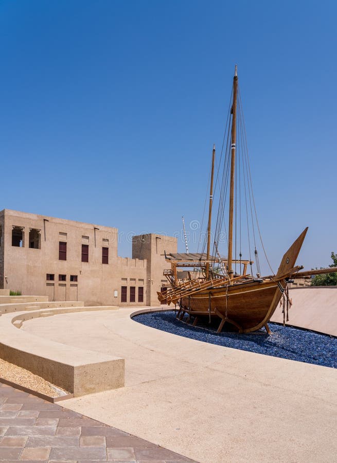 Dhow in Al Shindagha District and Museum in Dubai Stock Image - Image ...