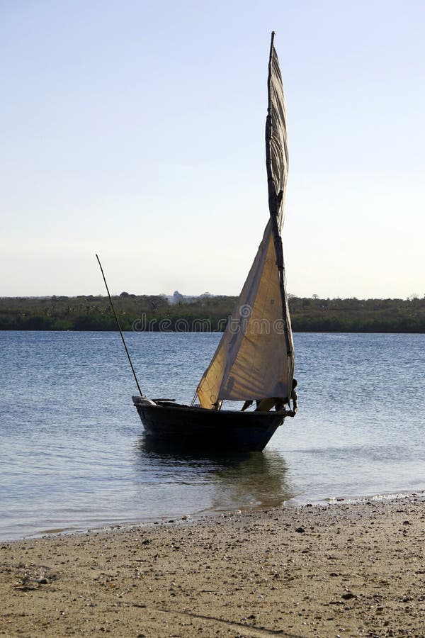Dhow on a Beach in Southern Tanzania Stock Photo - Image of white ...