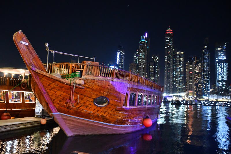 Dhow Boats at Dubai Harbour in the UAE Editorial Image - Image of ...