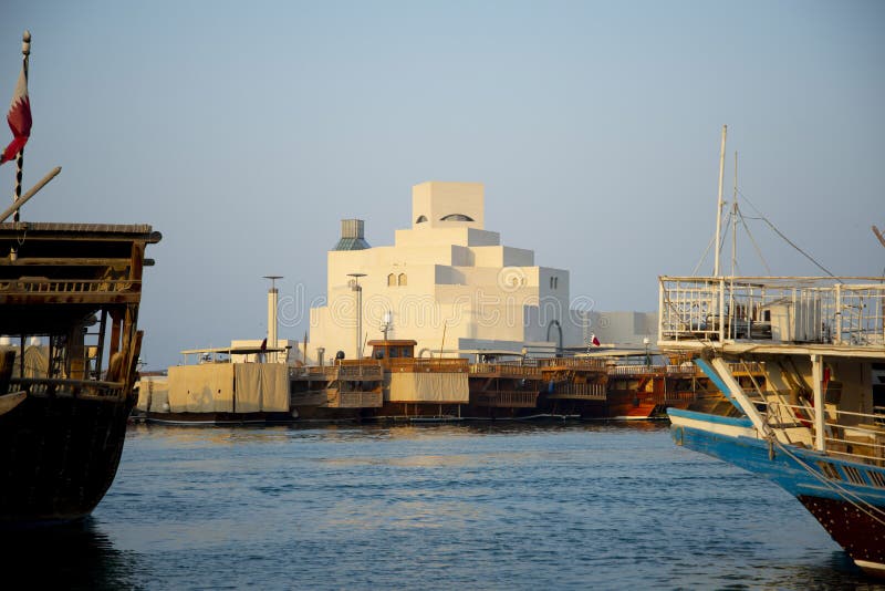 Dhow Harbour stock image. Image of water, ship, tourism - 263638195