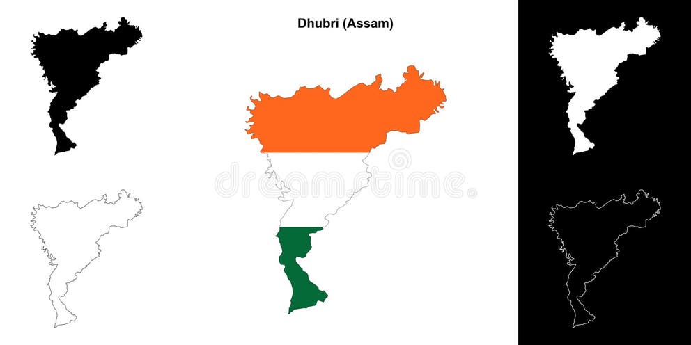 Dhubri outline map stock vector. Illustration of template - 368823096