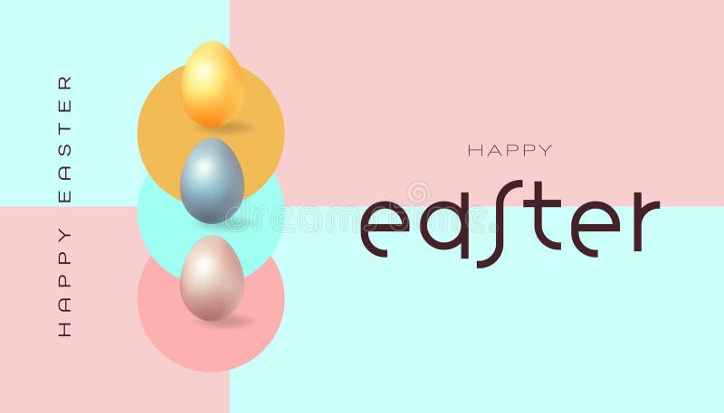 Festive Easter Horizontal Banner. Realistic 3d Design Elements ...