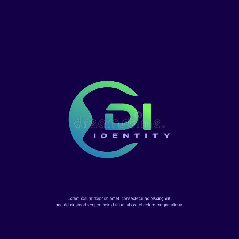 DI Initial Letter Circular Line Logo Template Vector with Gradient ...