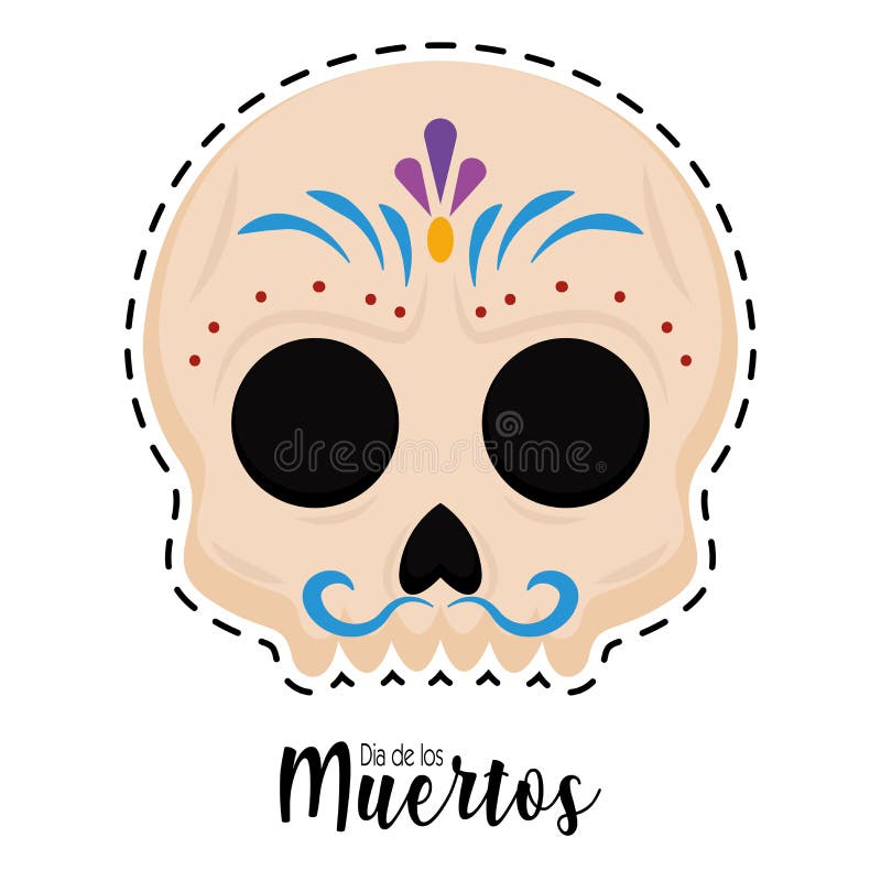 Dia de los muertos sticker stock vector. Illustration of skull - 199821920