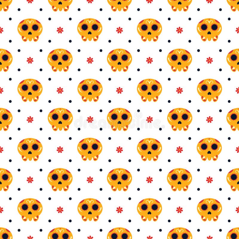 Dia De Muertos Seamless Pattern Illustration with Day of the Dead and ...