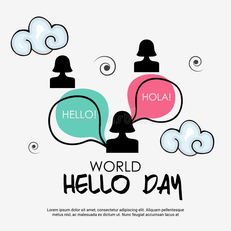 Dia do mundo olá! ilustração stock. Ilustração de around - 83168088