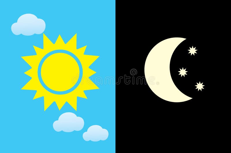 Dia e noite vetor ilustração do vetor. Ilustração de retro - 93696039