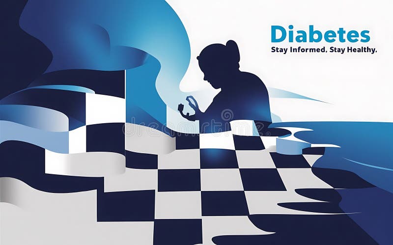 Diabetes Awareness Poster with Blue and White Gradient Background Stock ...