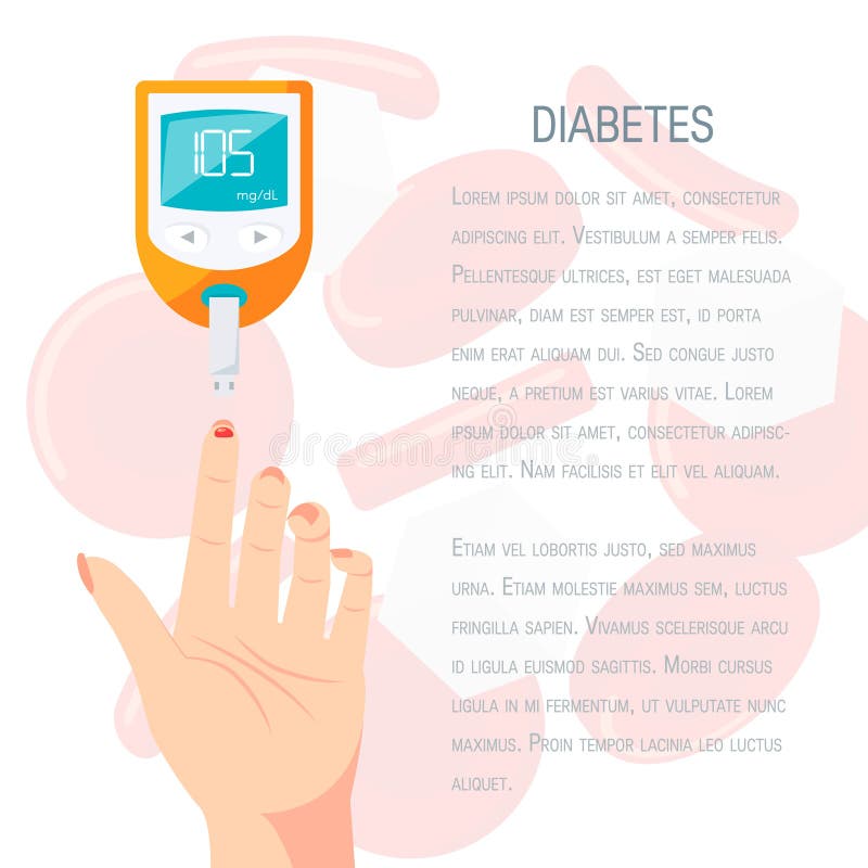 Diabetes Concept In Flat Style Vector Design Stock Illustration