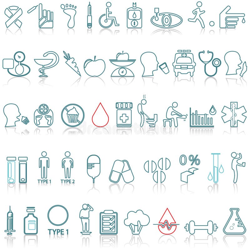 Diabetes icon set stock vector. Illustration of care - 85956260